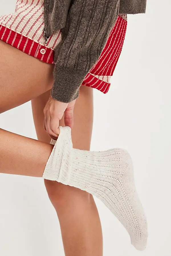 Free People Meadow Breeze Confetti Crew Socks - Coconut Milk