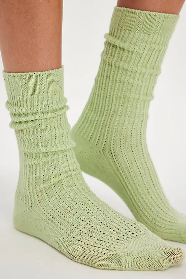 Free People Meadow Breeze Confetti Crew Socks - Kiwi