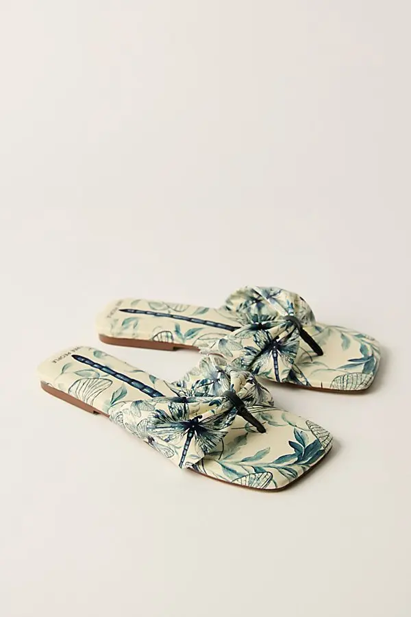 Free People Tia Ruched Printed Sandals - Dragonfly Bandana