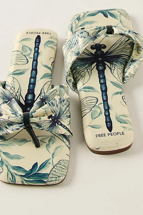 Free People Tia Ruched Printed Sandals - Dragonfly Bandana