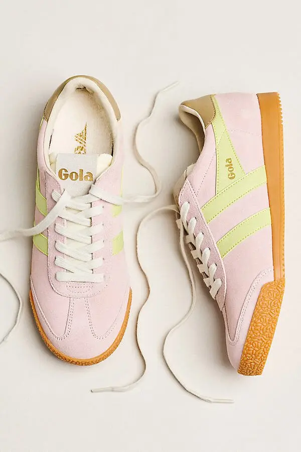 Gola Elan Suede Sneakers - Chalk Pink/mellow Green/light Caramel