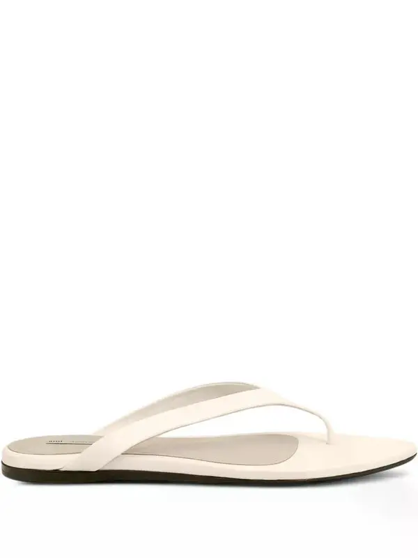 Ami Lamb Leather Pointed Toe Flip Flops - Neutrals