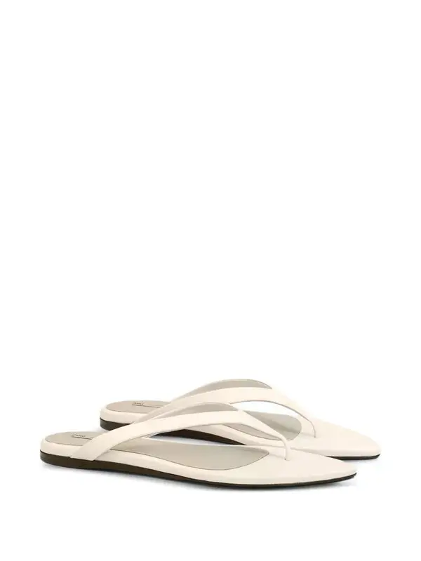 Ami Lamb Leather Pointed Toe Flip Flops - Neutrals