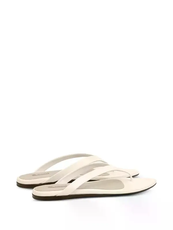 Ami Lamb Leather Pointed Toe Flip Flops - Neutrals