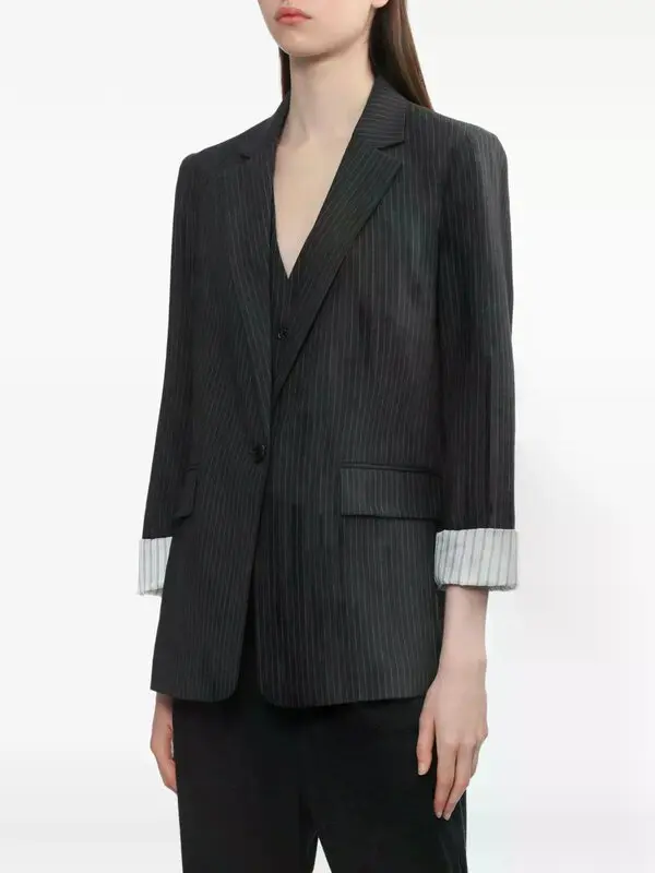 Rag & Bone Pinstripe Three-quarter-sleeve Blazer