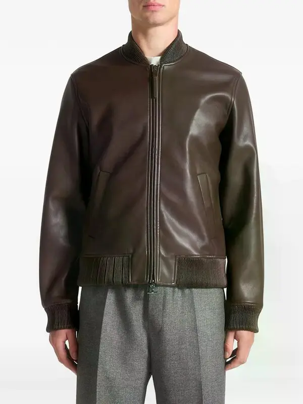 Manière De Voir Leather-effect Bomber Jacket - Brown