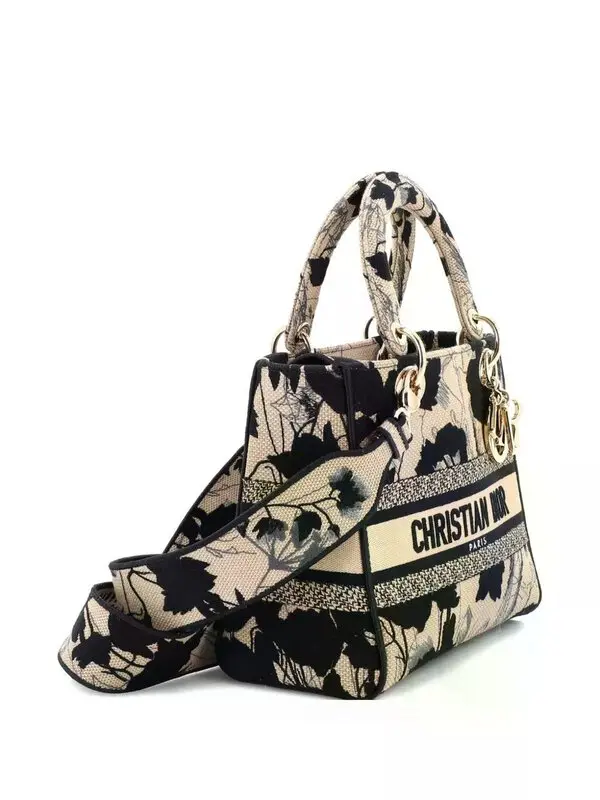 Dior Lady D-lite Embroidered Canvas Medium Satchel - Black