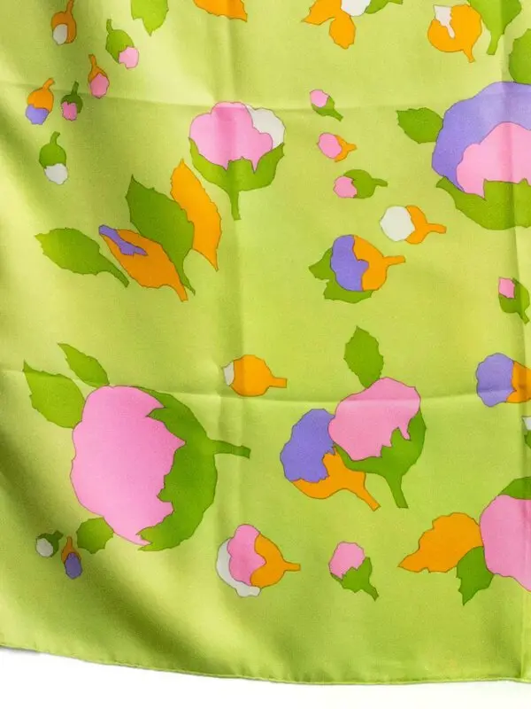 Dior 1970s Floral Silk Scarf - Green