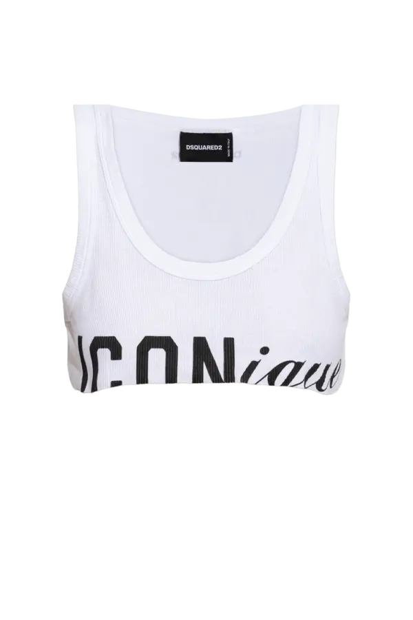 Dsquared2 Ribbed Cropped Top With Raw Finish - White