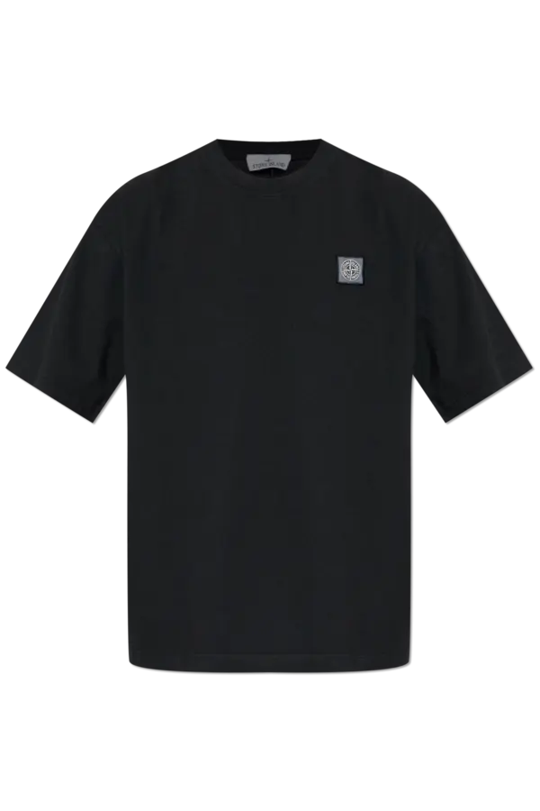 Stone Island T-shirt With Logo Patch - Black