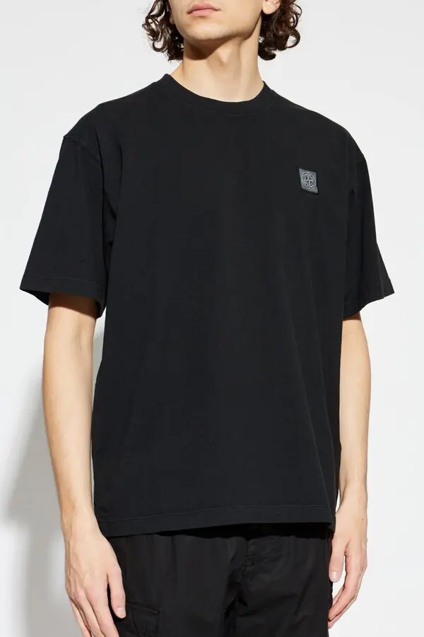 Stone Island T-shirt With Logo Patch - Black
