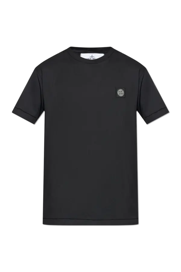 Stone Island T-shirt With Logo Patch - Black