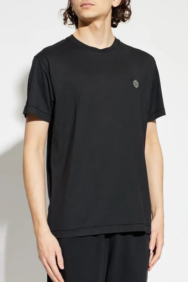 Stone Island T-shirt With Logo Patch - Black
