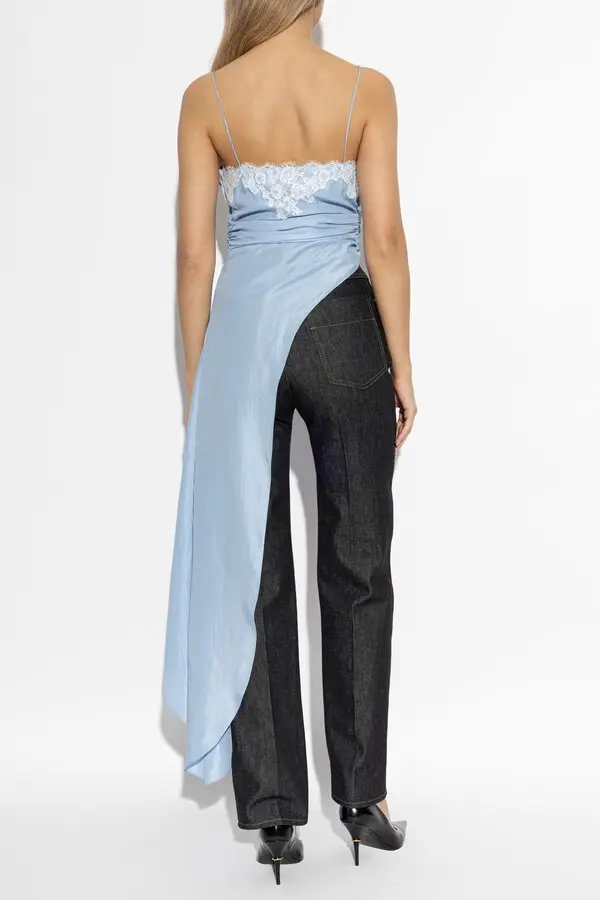 Moschino Asymmetrical Satin Top - Light Blue
