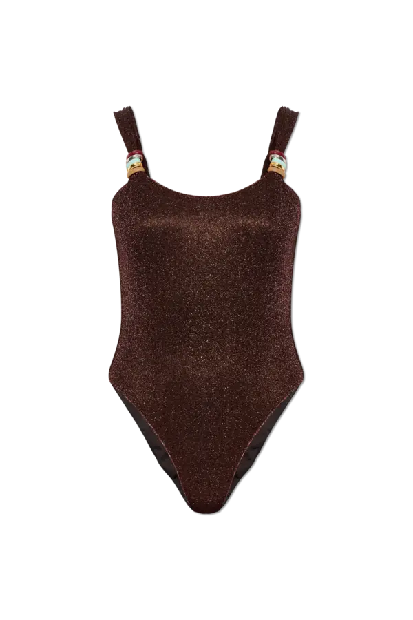 Oseree Metallic One-piece Swimsuit - Brown