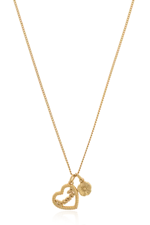 Coach Brass Necklace With Heart Pendant - Gold
