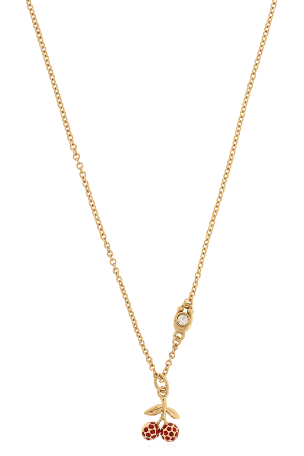 COACH Brass Chain Necklace With Cherry Pendant - Gold