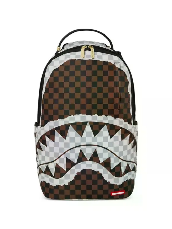 SPRAYGROUND Checked Shark-motif Backpack - Brown