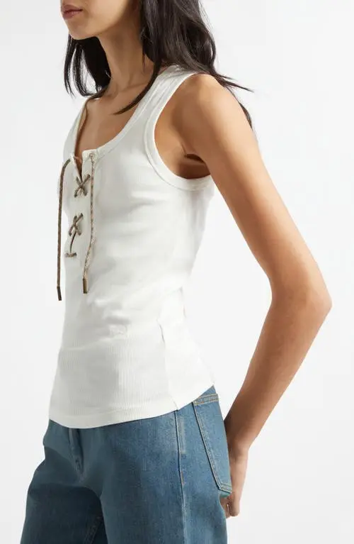 Burberry Cleo Lace-up Rib Tank - Chalk