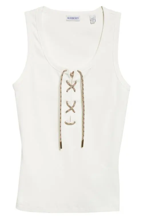 Burberry Cleo Lace-up Rib Tank - Chalk