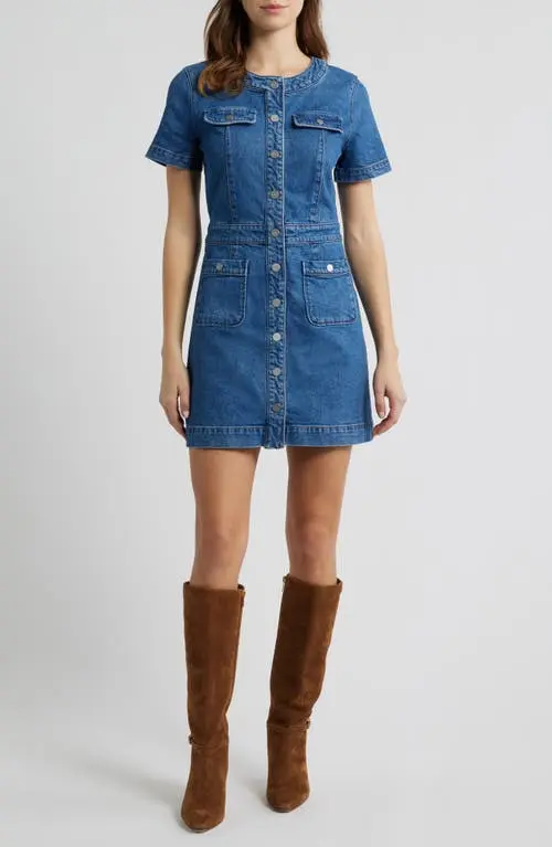 Paige Kiya Snap Front Denim Mini Shirtdress