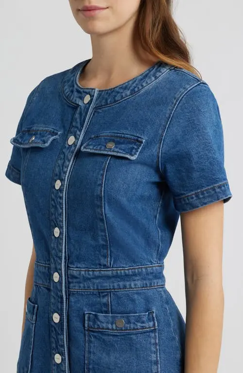 Paige Kiya Snap Front Denim Mini Shirtdress