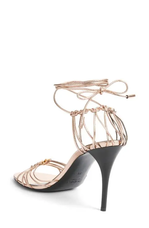 Saint Laurent Babylone Ankle Tie Sandal - Metallic Gold
