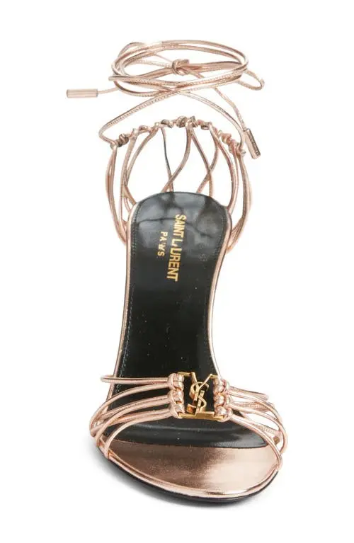 Saint Laurent Babylone Ankle Tie Sandal - Metallic Gold