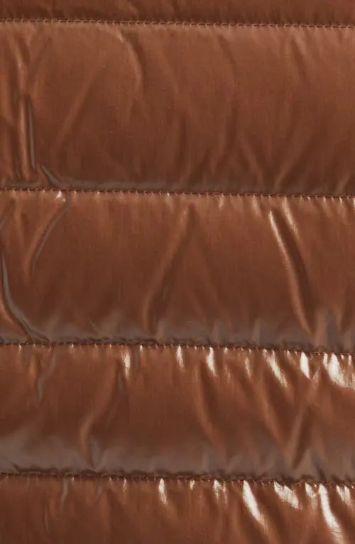 Moncler Papillon Crop Lacquered Nylon Puffer Jacket - Brown
