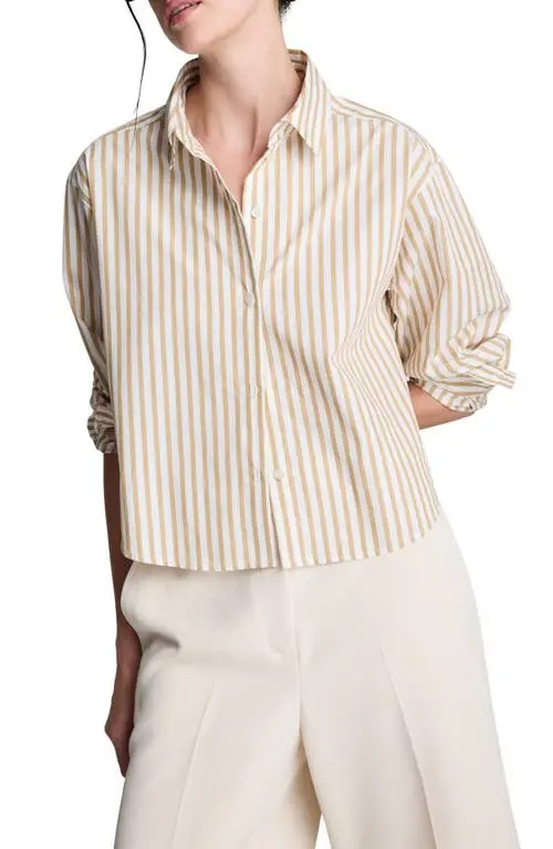 KENNETH COLE Striped Cropped Button-up Shirt