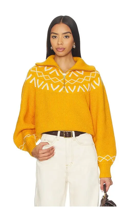 Varley Sigrid Fairisle Half Zip Knit Sweater - Yellow