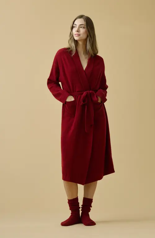 KIP Pure Cashmere Long Robe - Crimson