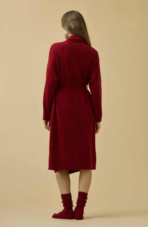 KIP Pure Cashmere Long Robe - Crimson