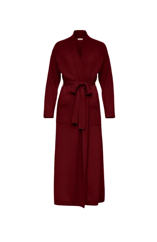 KIP Pure Cashmere Long Robe - Crimson