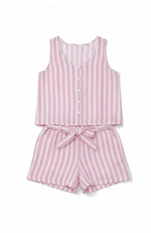 MIA BELLE GIRLS Cotton Sleeveless Top And Short Set - Pink