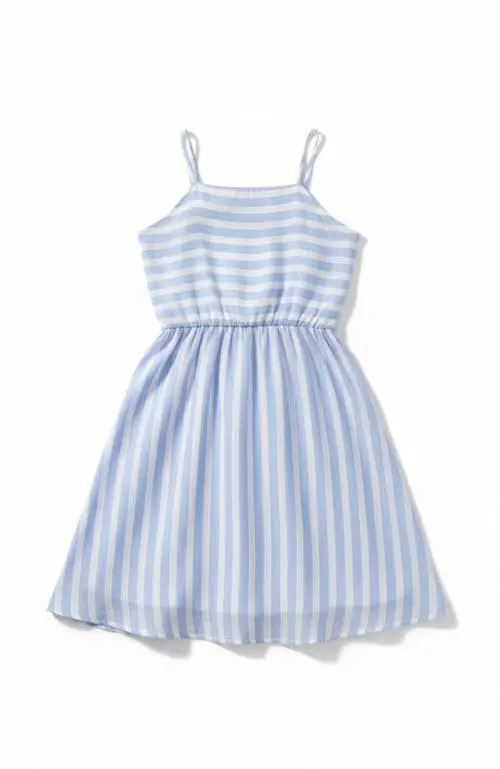 MIA BELLE GIRLS Striped Cotton Sundress - Blue