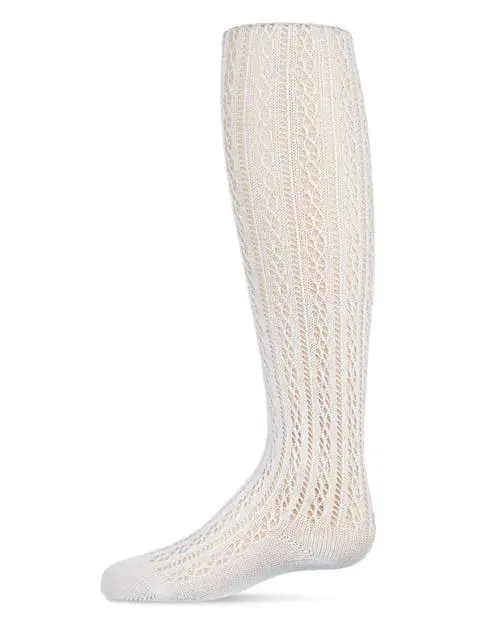 MEMOI Pelerine Stitch Cotton Blend Tights - Winter White