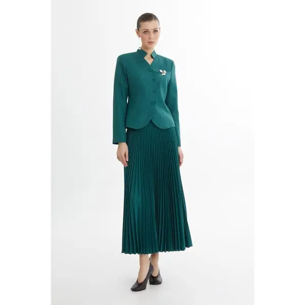 GIZIA Double-breasted Jacket And Pleated Skirt Set