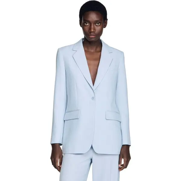 Sandro Sequin-stripe Tailored Jacket - Sky Blue