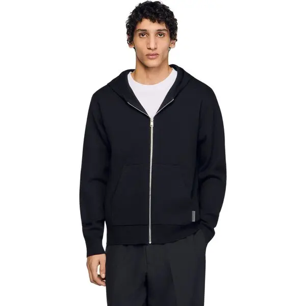 Sandro Oversized Zip-up Sweatshirt - Black