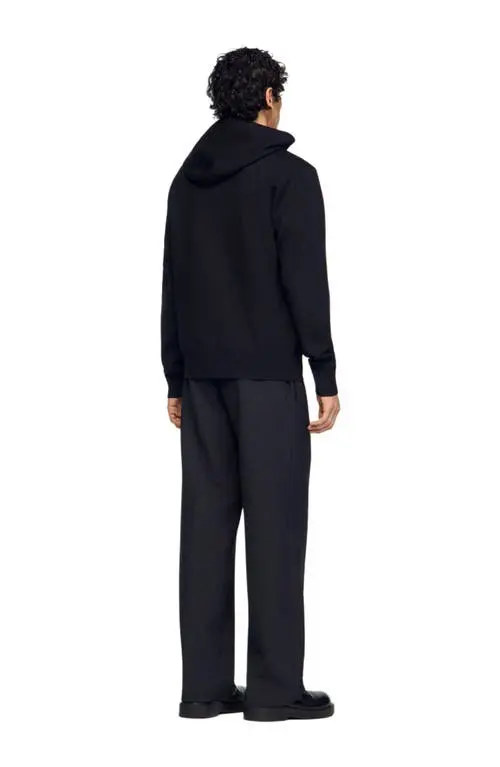 Sandro Oversized Zip-up Sweatshirt - Black
