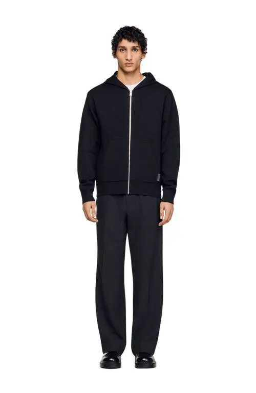 Sandro Oversized Zip-up Sweatshirt - Black