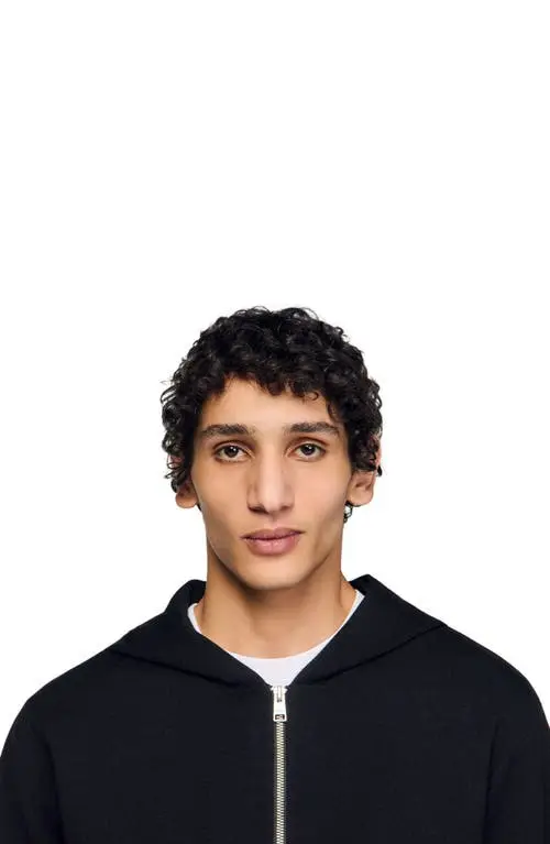 Sandro Oversized Zip-up Sweatshirt - Black