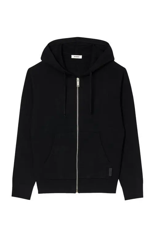Sandro Oversized Zip-up Sweatshirt - Black