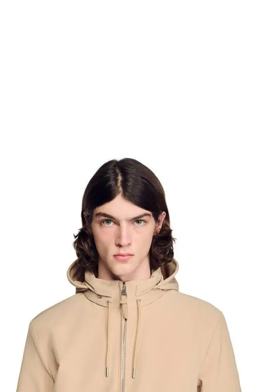 Sandro Hooded Zip-up Jacket - Sand