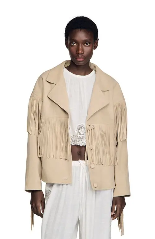 Sandro Fringed Suede Jacket