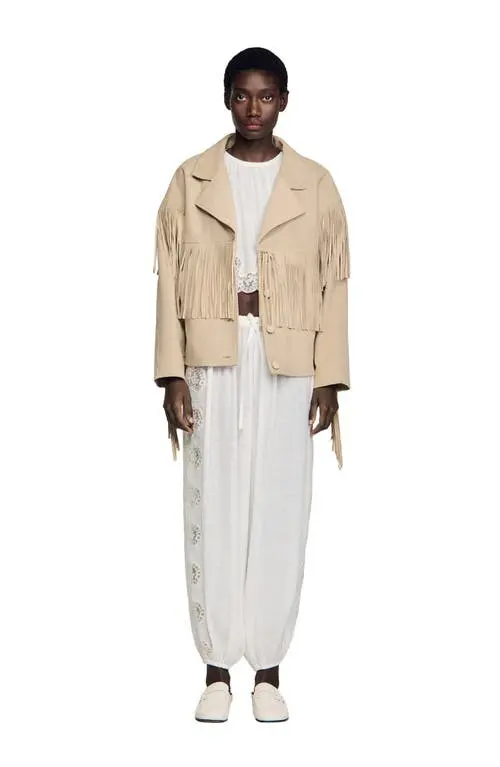 Sandro Fringed Suede Jacket