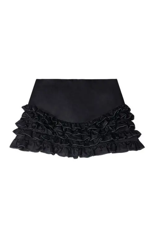 Sandro Ruffled Skort With Topstitching