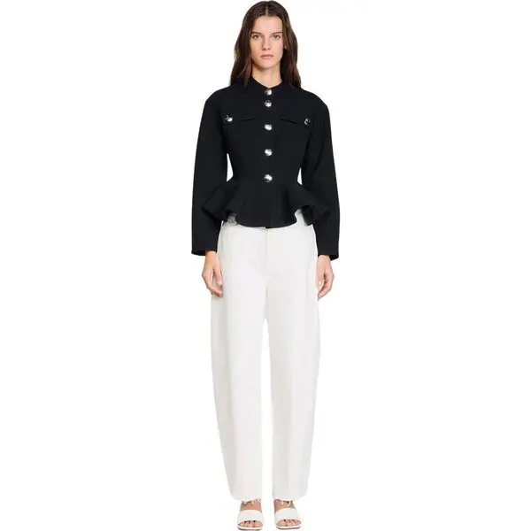 Sandro Cropped Ruffled Peplum Jacket