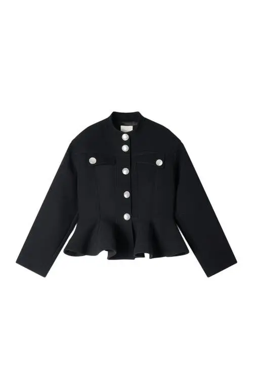 Sandro Cropped Ruffled Peplum Jacket